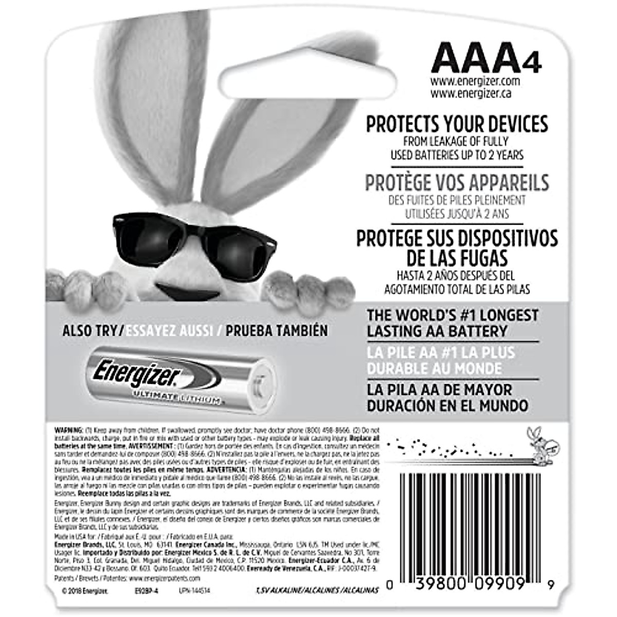 Energizer AAA Batteries, Max Triple A Alkaline, 4 Count (Pack of 5)