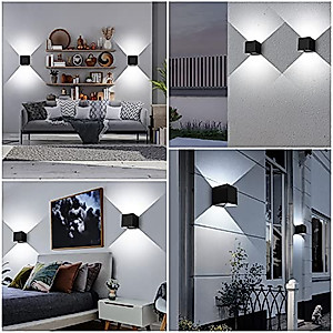 Juyace LED Sconce Wall Lighting 20W Outdoor Wall Light Up and Down Exterior Light Fixtures Angle-Adjustable Square Aluminum 4.7" IP65 Waterproof 6000K for Porch Patio Garage Backyard Garden