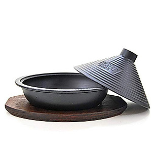 Tagine Cast Iron Cooker Pot with Anti-scalding Board, Tagine Clay Casserole Slow Cooker Non-Porous Cone Lid, for Different Cooking Styles and Temperature Settings Oven / 26CM