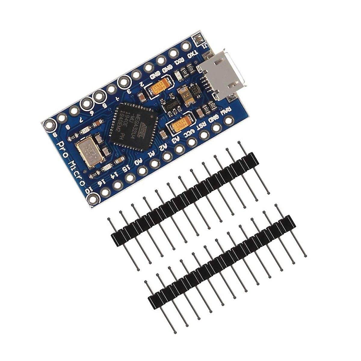 AITRIP 2PCS Pro Micro ATmega32U4 5V 16MHz Micro-USB Development Module Board with 2 Row pin Header Compatible with Arduino Leonardo Replace ATmega328 Pro Mini