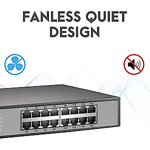 Netis ST3116GS 16 Port Unmanaged 10/100/1000M Gigabit Ethernet Switch with Sturdy Metal Desktop Size | Expandable to Standard 19 inch Rack Mount with Included Mounting Bracket, Gigabit 1000Mbps