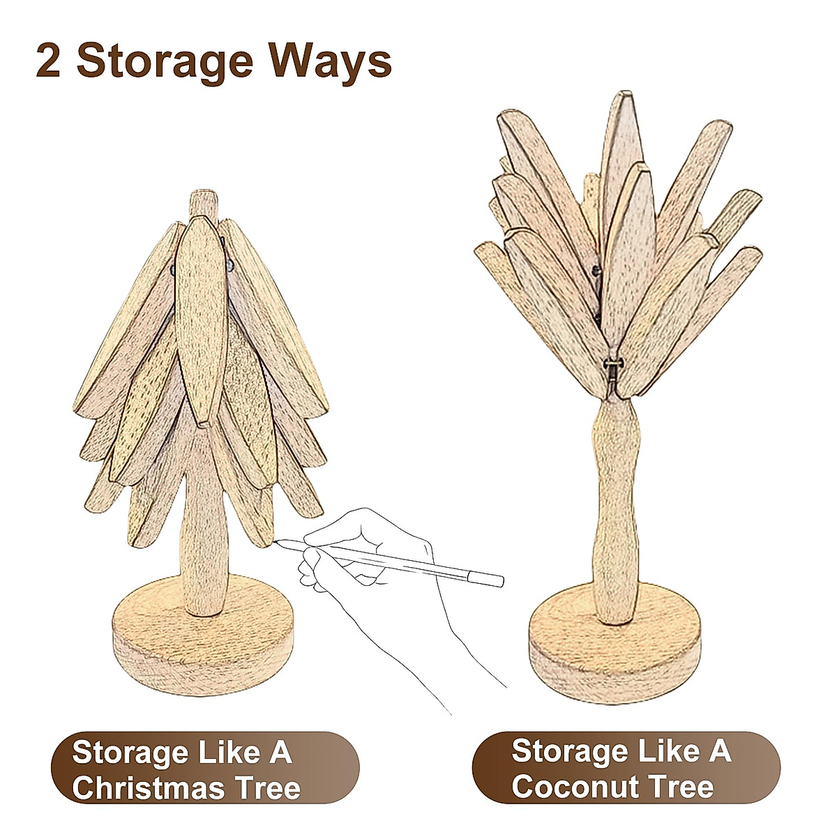 Mamakura Wooden Tree Trivet Set, Christmas Trivet,Tree Shape trivets for hot pots and Pans 7.7inch(3 Layers+1 Stand(Wood Color)