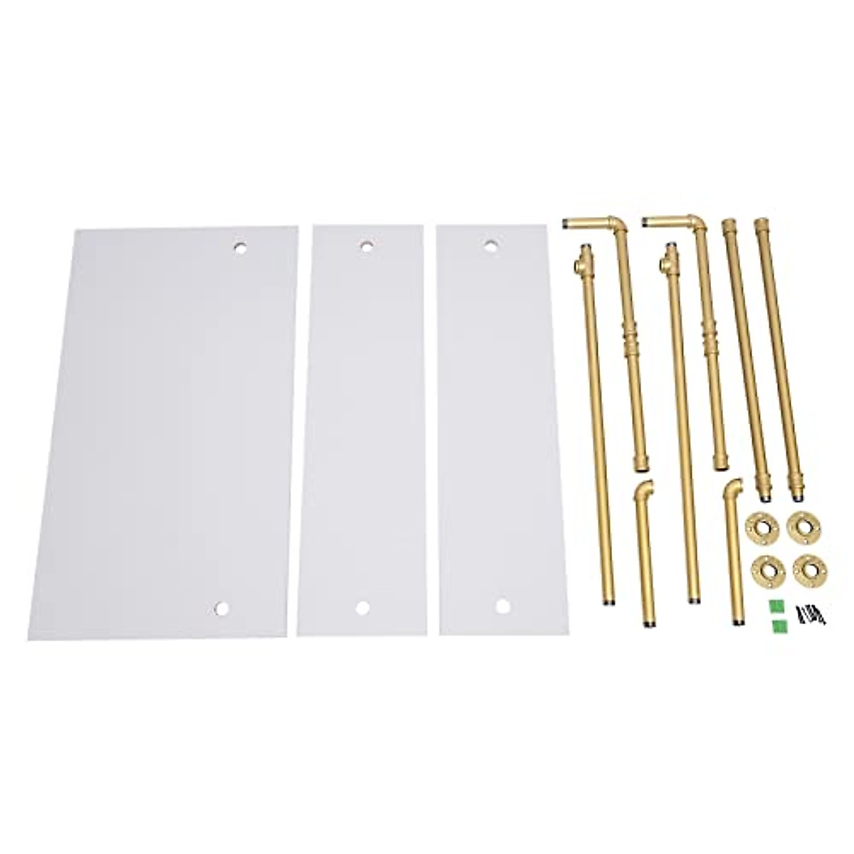 LOYALHEARTDY Wall Mount Ladder Desk Industrial Computer Desk with Shelves White and Gold Desk Writing Study Table Home Office Computer Table 3-Tier Wall Ladder Desk