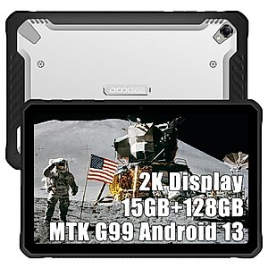DOOGEE R10 Rugged Tablet Android 13, MTK G99 8GB+128GB Tablet PC, 10.36 inch FHD+ 10800mAh Rugged Tablets, IP68 Waterproof Tablet, 20MP+16MP Camera, Dual SIM 4G/WiFi/GPS/OTG/FM/T-Mobile, Silver