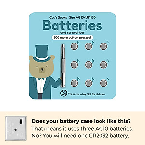 Cali's Books Battery Kit for Interactive Musical Books. Battery Kit with 9 AG10-LR54 Batteries and Small Screwdriver for Sound Books