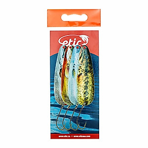 ETIC Poseidon 3 ½", 1oz Fishing Spoons Kit 100% Made of Brass, 4 pcs Fishing Lures, Tackle, Hooks, Baits, Spinning, Casting, Trolling for Trout, Salmon, Pike, Walleye, Bass and Mores