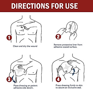 Rehcull Chest Seal, Vented Chest Seals with 4-Vent Channels for Open Chest Injury, Vent IFAK Trauma Kit Dressing Medical Supplies for First Aid Kit, 2 Count
