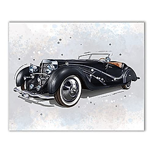 Blue River Classic Cars Wall Art Decor Prints - Set Of 6 (8x10) Inch Poster Photos, 8 x 10 Inch