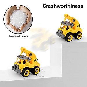 NETNEW Take Apart Construction Trucks Toys for 3 4 5 6 Year Old Boys with Electric Drill and Map Kids Stem Building Toy