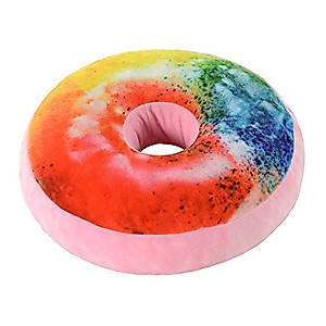 Cheer Collection Round Donut Pillow | 2-in-1 Reversible Super Soft Microplush Doughnut Pillow - Rainbow Icing, Rainbow Sprinkles