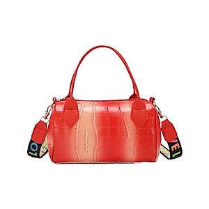 HUAI CHAO Fashion Crossbody Bag for Women Girls Cute Gradient Color Handbag Funny Crocodile Print Leather Purse Red, Ht-80