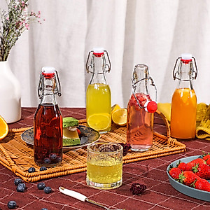 AOZITA 8-Pack 8.5oz Flip Top Glass Bottles, Swing Top Beer Brewing Bottle for 2nd Fermentation, Kombucha, Kefir, Vanilla Extract, Coquito, Juice, Tea - Airtight Stopper Cap Lid, Bonus 2 Bottle Pourers