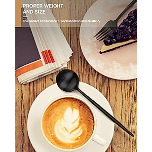 Ollex 40-Piece Black Silverware Set for 8 Stainless Steel Flatware Set with Knives Forks and Spoons Utensil set, Satin Finish Tableware Cutlery Set, Dishwasher Safe