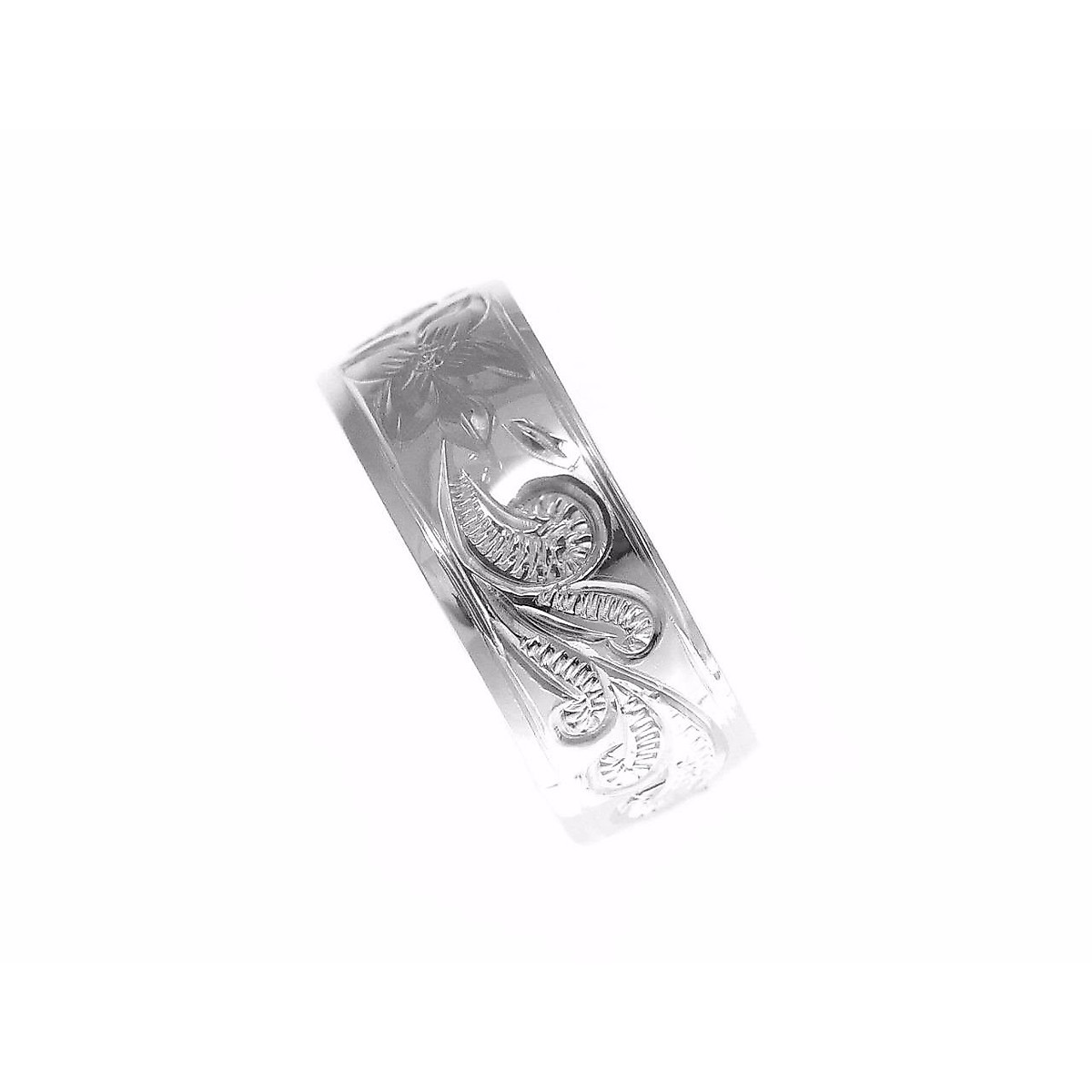 Arthur's Jewelry 925 sterling silver Hawaiian plumeria flower scroll kuuipo band ring smooth edge size 9.5