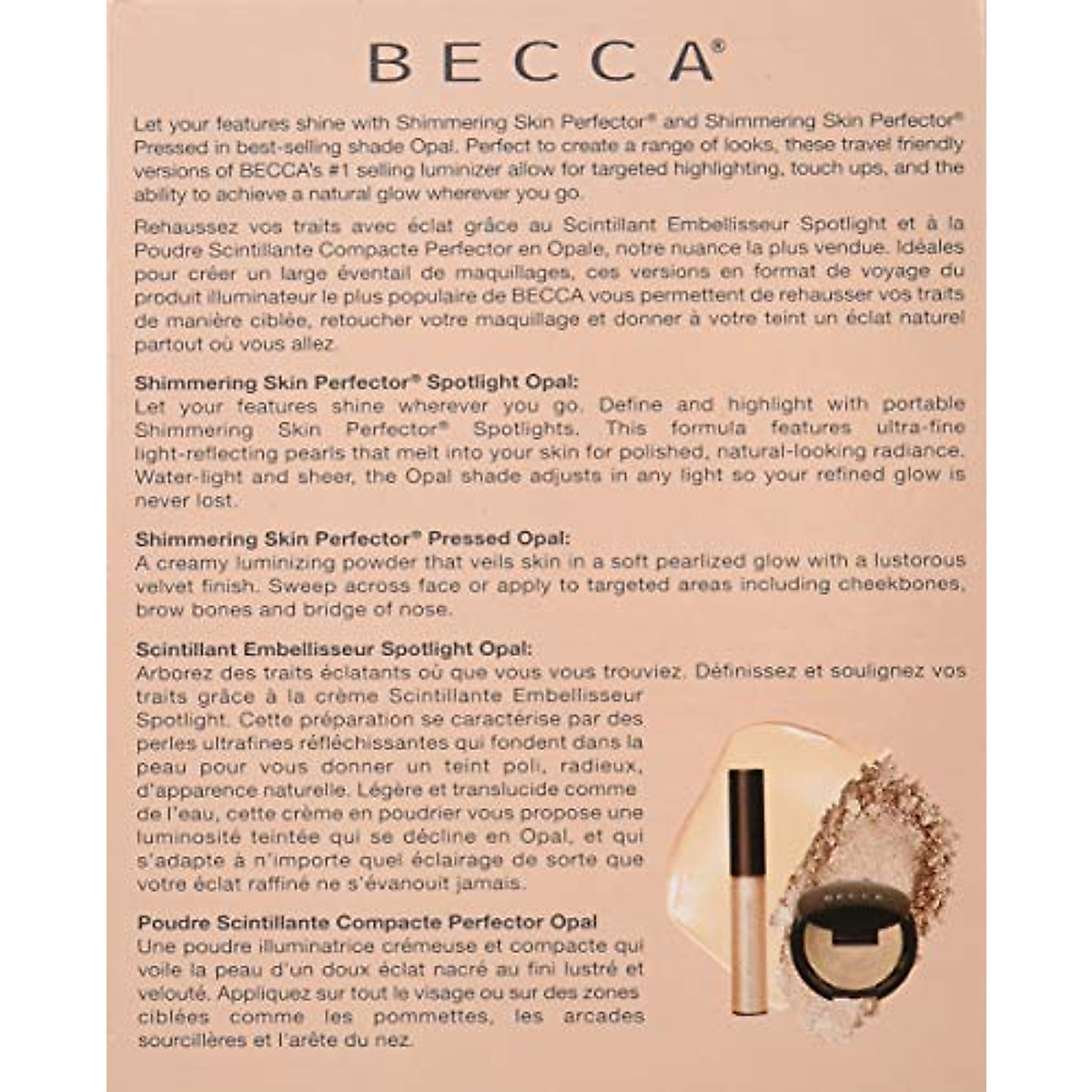 Becca 2 Piece Opal Glow On The Go Shimmering Skin Perfector Set, 1.2 Ounce