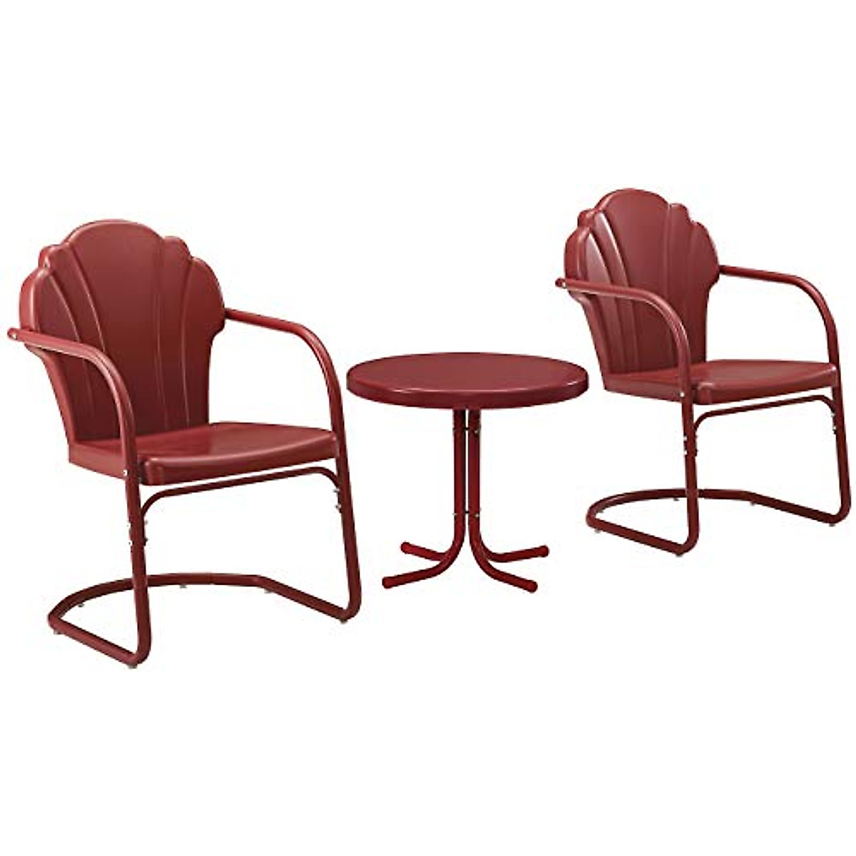 Crosley Furniture KO10011RE Tulip Retro Metal 3-Piece Seating Set (2 Chairs and Side Table), Red