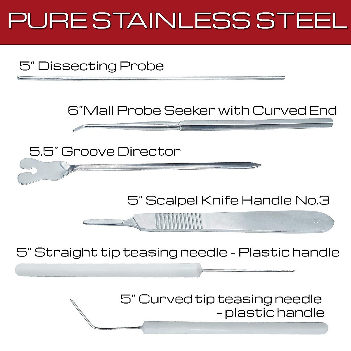 20 Pcs - Advanced Stainless Steel Biology Lab/Anatomy/Medical Student Dissection Kit Set - Scalper Knife Handle, Blades, Forceps, Scissors and Tweezers - 12 Instruments, 8 Blades