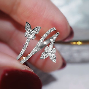 Otxas Silver Butterfly Rings Butterfly Jewelry Silver Rings Cute Ring for Women Engagement Ring Butterfly Jewelry