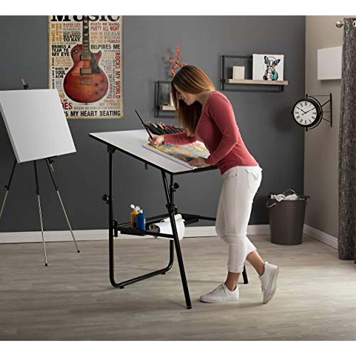 SD Studio Designs Ultima, Foldable Crafting Desk Top Angle and Height Adjustable Drafting Table, 42" W X 30" D, Black/White