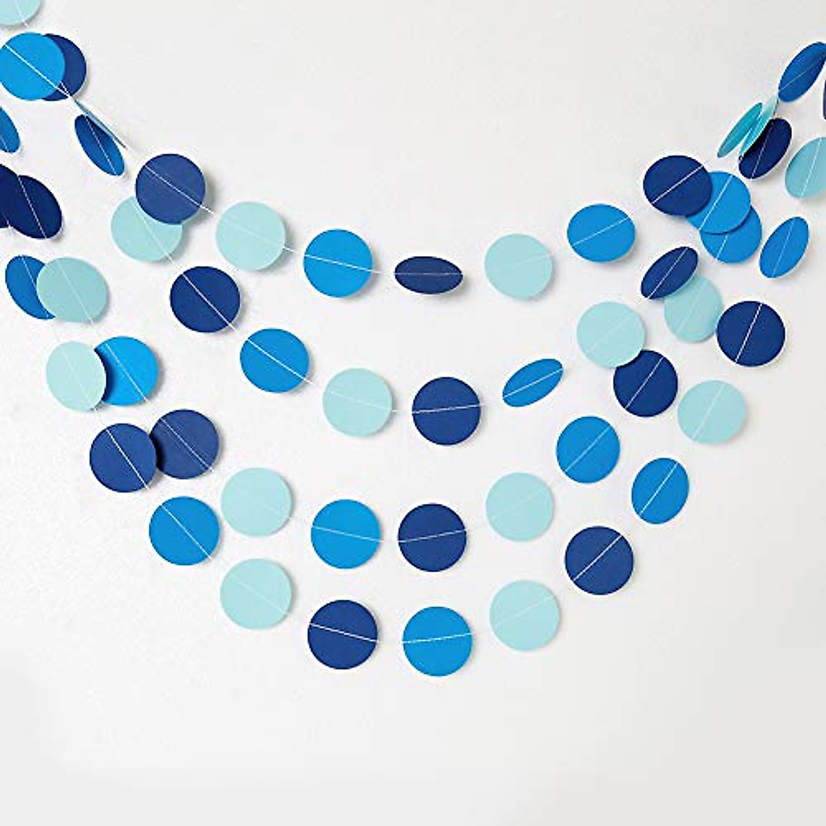 Decor365 Blue Circle Dot Garland Bubble Streamer Summer Under the Sea Party Decoration Pool Beach Ocean Bubble Hanging Bunting Banner Backdrop Mermaid Birthday/Wedding/Baby Shower/Kids Room PartyDecor