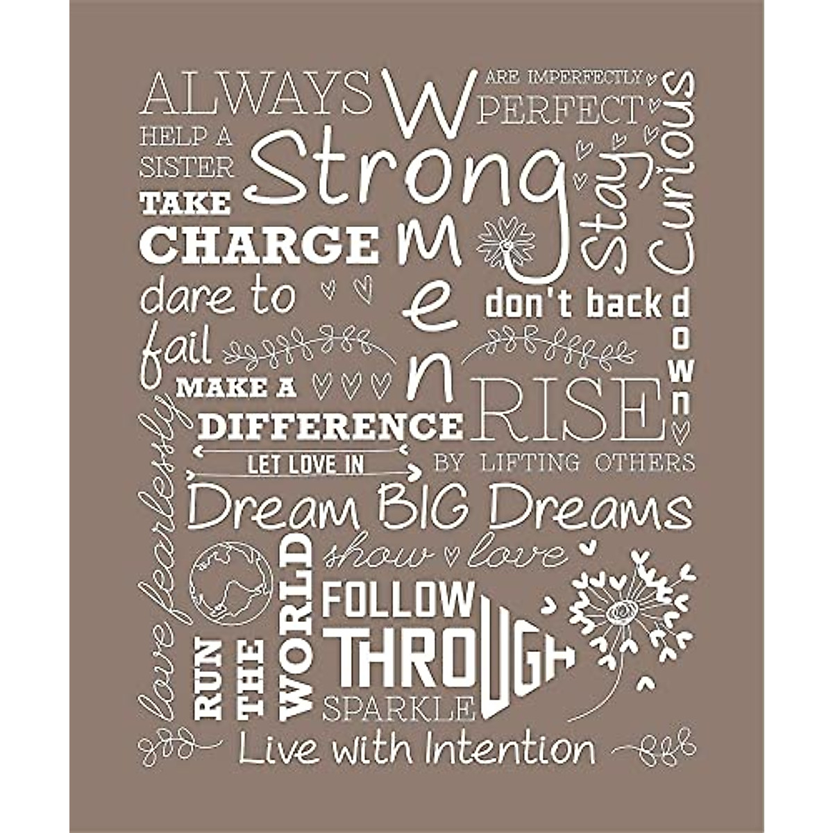 Cozy Covers - Strong Women - Inspirational Words Blanket - Perfect Size 50" x 60" Super Soft Ultra Plush Sherpa Throw for Love, Healing, Positivity and Encouragement (Taupe)