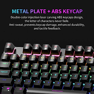 NINGMEI GK32 Mechanical Gaming Keyboard, USB Wired Programmable Keyboard Customizable Backlit RGB LED, 108 Keys Programmable Macro Functionality Anti-ghosting Mechanical Cushioned for PC MacBook pro
