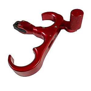 LIZHOUMIL 360°Rotation Thumb Bow Release, Aluminum Alloy 3 Finger Thumb Trigger Caliper Grip Compound Bow Release Aid, Replaceable Bow Release Trigger Caliper Grip red