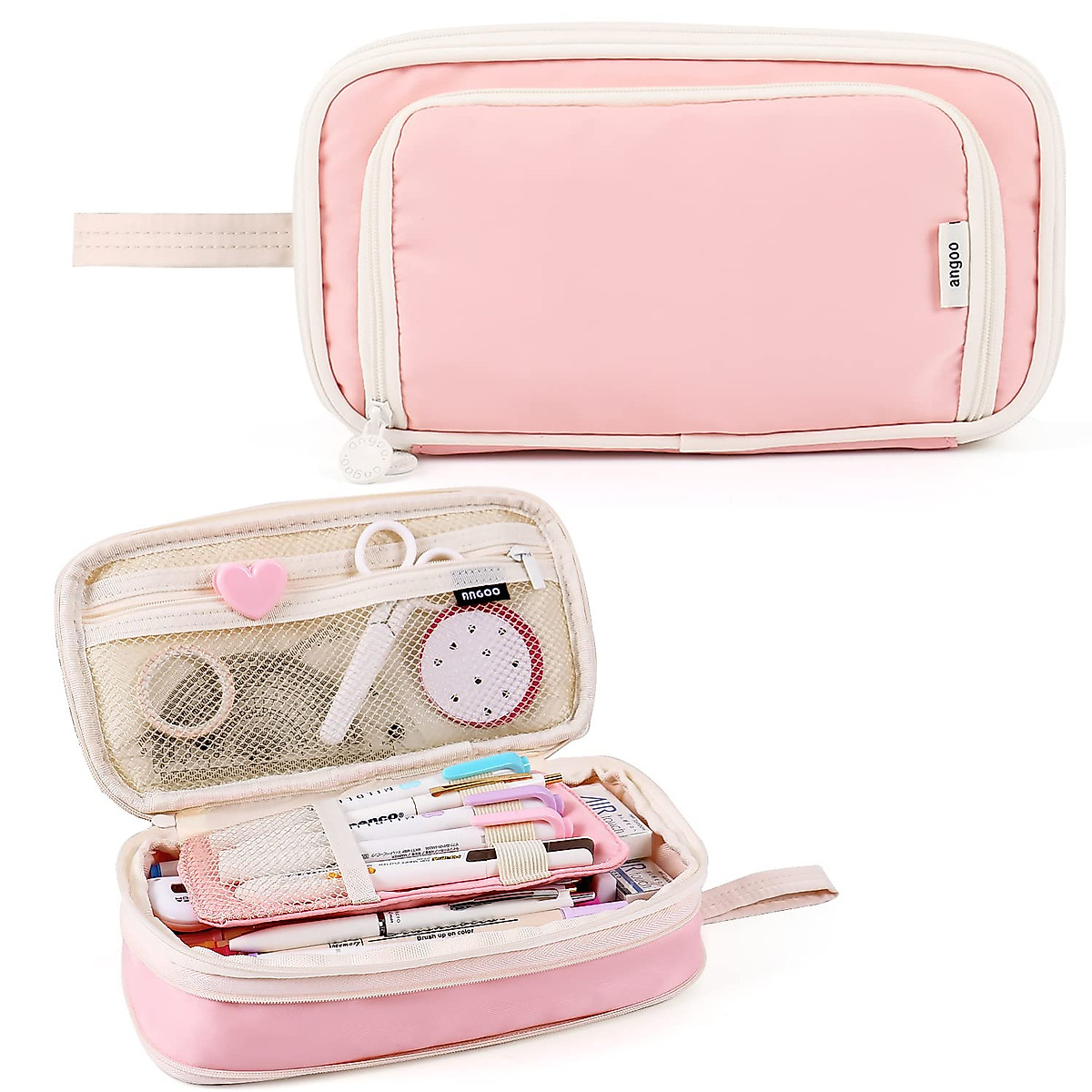 Big Capacity Pencil Cases Multi Compartment Pencil case Pencil Pouch Aesthetic Large for Girls Women, Portable Pencil case with Handle, Stationery Organizer Pen Bag with Zipper for College School Office