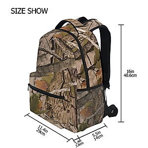 Krafig Forest Camouflage Boys Girls Kids School Camo Backpacks Bookbag, Elementary School Bag Travel Backpack Daypack
