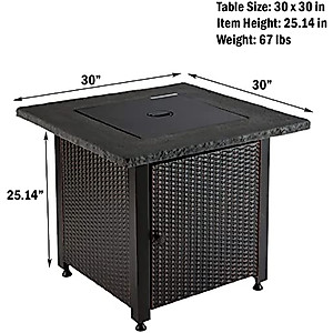 Endless Summer Propane Fire Pit Table 30 Inch Outdoor Gas Fire Pit, 50,000 BTU with Rock-Like Top, Cover, Lid, and Lava Rocks, Add Warmth and Ambiance to Your Backyard, Patio, Deck