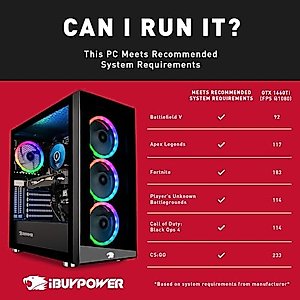 iBUYPOWER Gaming PC Computer Desktop Element 9260 (Intel Core i7-9700F 3.0Ghz, NVIDIA GeForce GTX 1660 Ti 6GB, 16GB DDR4, 240GB SSD, 1TB HDD, Wi-Fi & Windows 10 Home) Black