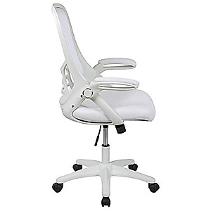 Flash Furniture High Back White Mesh Ergonomic Swivel Office Chair with White Frame and Flip-up Arms 26.5D x 26.5W x 44H in
