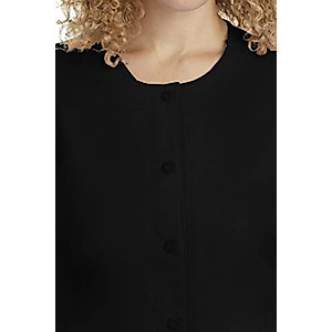 Healing Hands Womens Scrub Jacket 5 Pocket Purple Label 5063 Daisy Snap-up Scrubs Women Jacket Black XL
