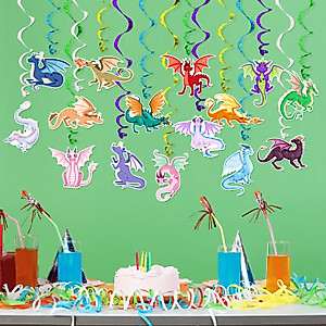 Dragon Hanging Swirls Decorations 30Pack Magical Party Supplies Decorations Ceiling Decorations for kids Boys Children’s Party Decor