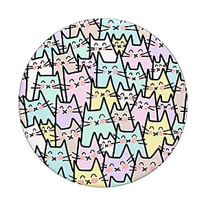 Cat Lover Pastel Colors Cute Fun for Women Teen Girls Kids PopSockets PopGrip: Swappable Grip for Phones & Tablets