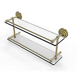 Allied Brass Que New 22 Inch Double Gallery Rail Glass Shelf, Satin Brass