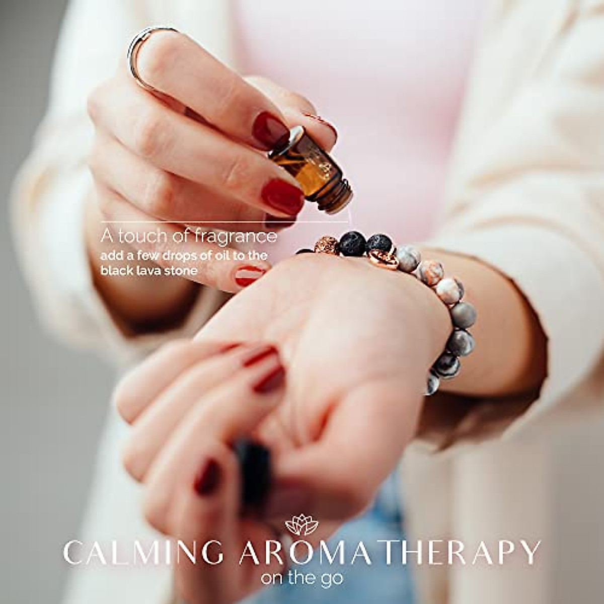 Relaxation Gift for Women - Lava Rock Bracelet, Yoga Beads with Lavender Essential Oil, Calming Aromatherapy Diffuser Stone Beaded Bracelet- Self Care, Healing, Stress Relief Gift for MOM