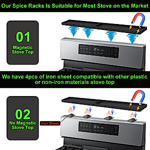 Mofason Silicone Magnetic Stove Top Shelf 30 Inch, Kitchen Over Stove Oven Shelf, Magnetic Spice Rack Organizer, Non-Slip Above Stovetop tray for Back of Stove -Black