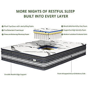 Naiveer Twin Mattress 10 Inch, Memory Foam Mattress in A Box, Hybrid Mattress with Individually Wrapped Coils, CertiPUR-US Certified, Medium Firm Twin Size Mattress for Back Pain & Pressure Relieve