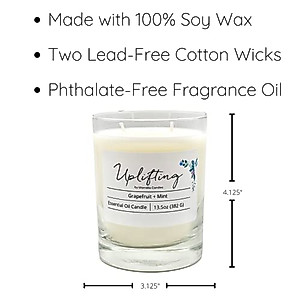 Marcella Candles Grapefruit Candle - Uplifting Grapefruit Mint Aromatherapy Candle, Hand-Poured Soy Wax Candle, 13oz Two Wick Non-Toxic Lavender 0