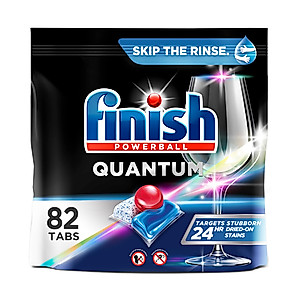 Finish Quantum Dishwasher Pods, No Pre-Rinse Dishwasher Detergent Soap Removes 24HR Dried-On Stain and Grease, Leaving a Virtually Spotless Shine, 82 Count