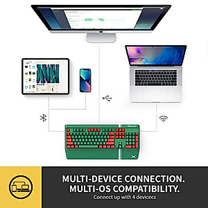DeLUX Wired Gaming Keyboard - RGB Backlit, Hot Swappable Mechanical Keys, Ergonomic Design, Detachable Palm Rest, PBT Keycaps (KM17-Green)