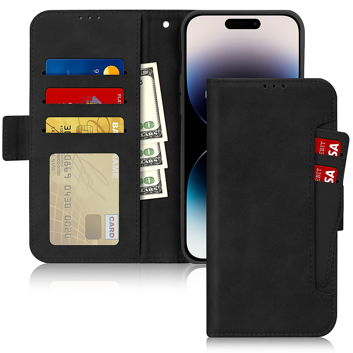 FYY Wallet Case for iPhone 14 Pro Max 6.7", PU Leather iPhone 14 Pro Max Case Wallet with Card Holder, iPhone 14 Promax Wallet Case with Stand and Note Pocket, iPhone 14 Pro Max 5G Leather Case Black
