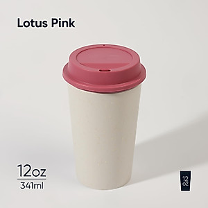 Circular and Co Reusable Now Coffee Cup - World's First Cup Made from Recycled Cups - Traditional Design - Sustainable, Insulated - 340ml/12oz (Chalk, Lotus Pink)