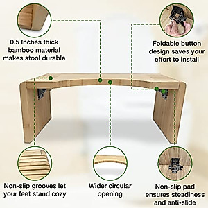 Sereneify Poop with Ease, Feel The Peace Bamboo Toilet Stool for Adults - Healthy Portable Poop Stool for Bathroom | Non-Slip, Easily Foldable Wooden Bathroom Stool (7.5 Inch)