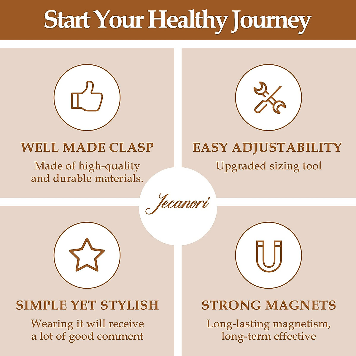 Jecanori Pure Copper Bracelets for Women,Ultra Magnetic Bracelets for Women with 3500 Gauss Magnets,Crystal Valentine's Day Jewelry Gift, Sizing Tool