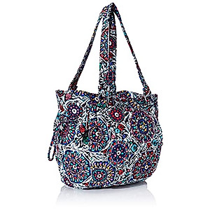 Vera Bradley Women's Cotton Glenna Satchel Purse, Stained Glass Medallion - Recycled Cotton, One Size