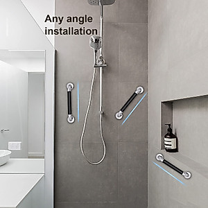 Funland 2 Pack 12 Inch Shower Grab Bar with Anti-Slip Rubber Grip, Stainless Steel Grab Bars Handles for Elderly, Bath Grab Bar, Handicap Grab Bars, Bathroom Balance Senior Assist Handle, Black