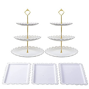 Set of 5pcs Cupcake Stand and Dessert Fruit Snack Tower Tray for Wedding Home Birthday Tea Party Serving Platter