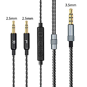 Alitutumao Replacement Audio Cable Aux Cord with Inline Mic Remote Volume Control Compatible with Sol Republic Master Tracks HD V8 V10 V12 MFI X3 Ultra XC Headphones Cable Wire Black